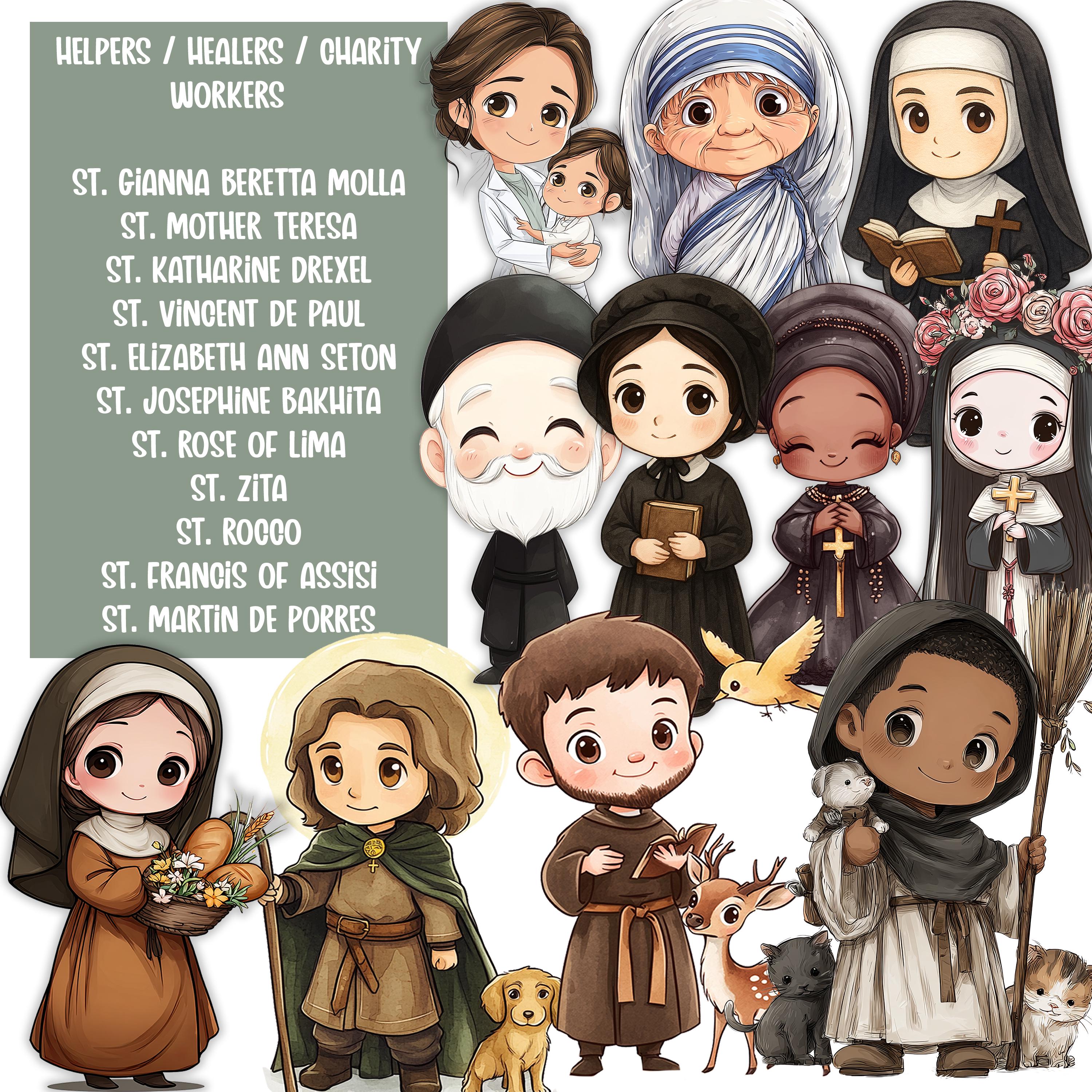Catholic Saints Clipart Bundle, Printable Saint Illustrations for Kids ...