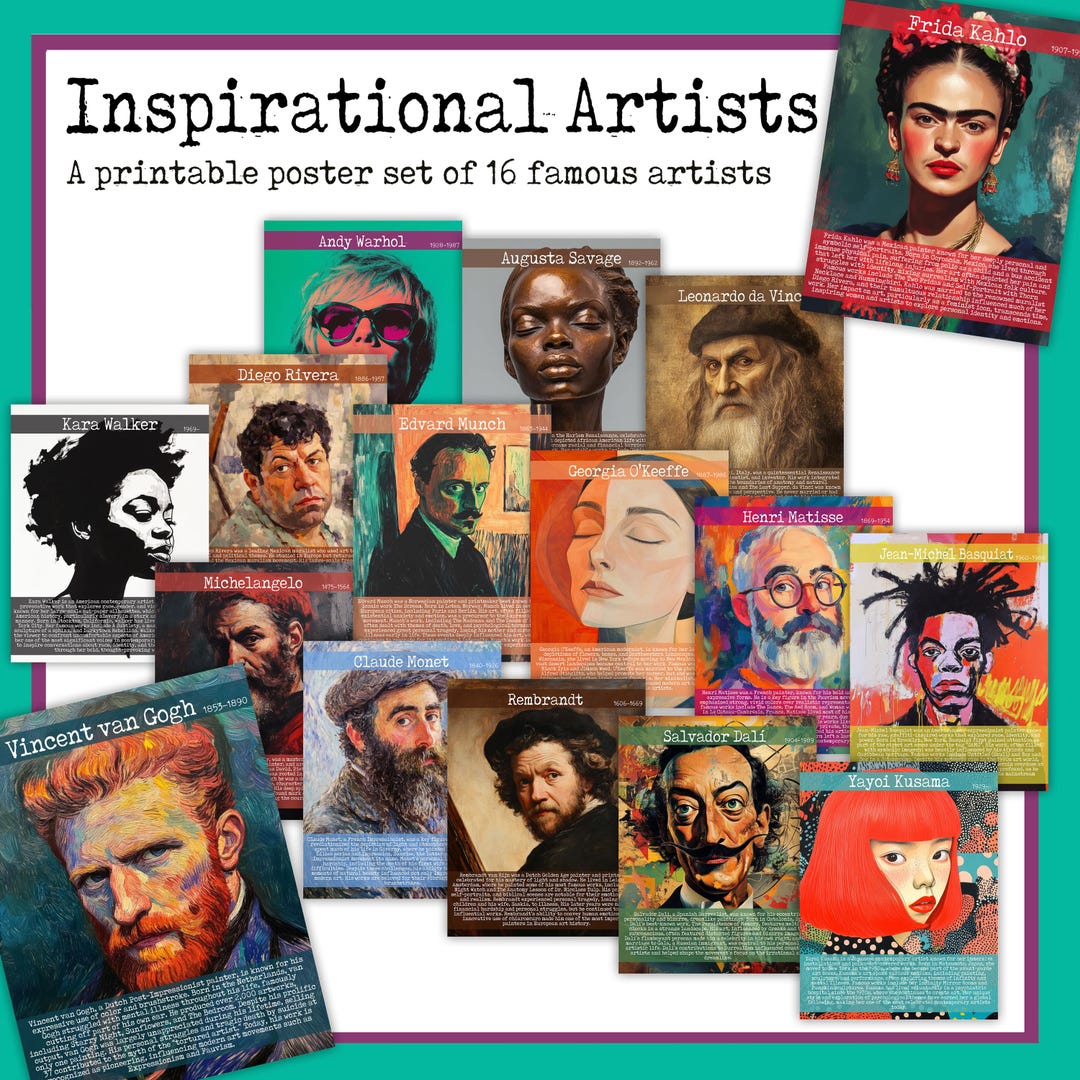 Artist Bulletin Board Poster Set | Famous Artists Posters | Art History ...
