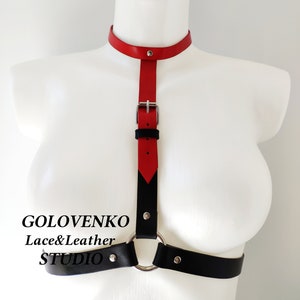 Black and Red Leather Chest Harness, Festival Harness, Body Harness ...