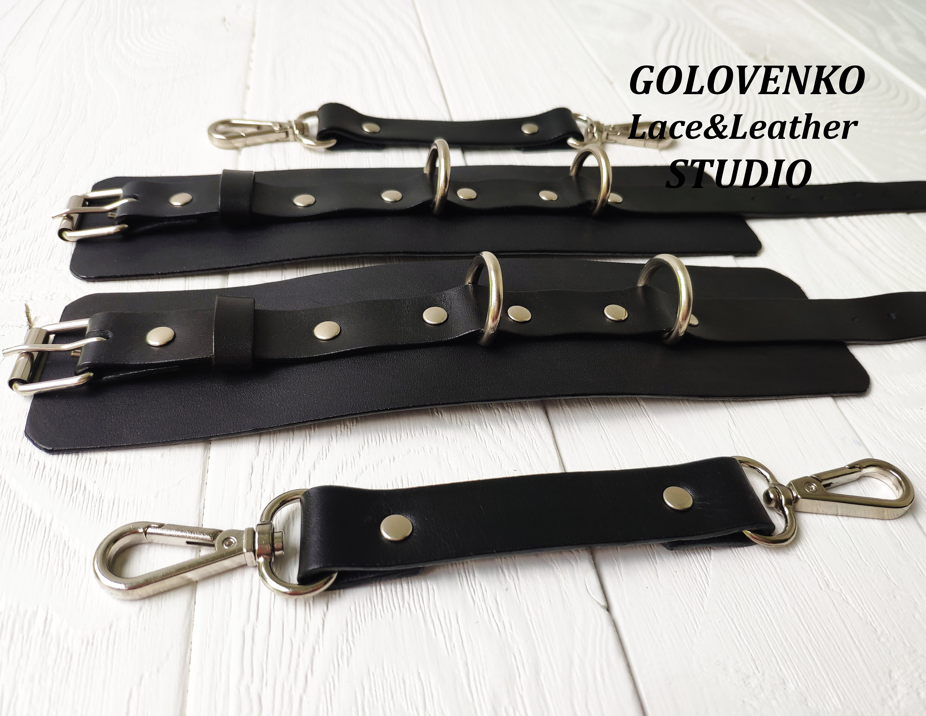 Ankle Cuffs With Two Fixation Belts, Genuine Leather Leg Cuffs, Ankles ...
