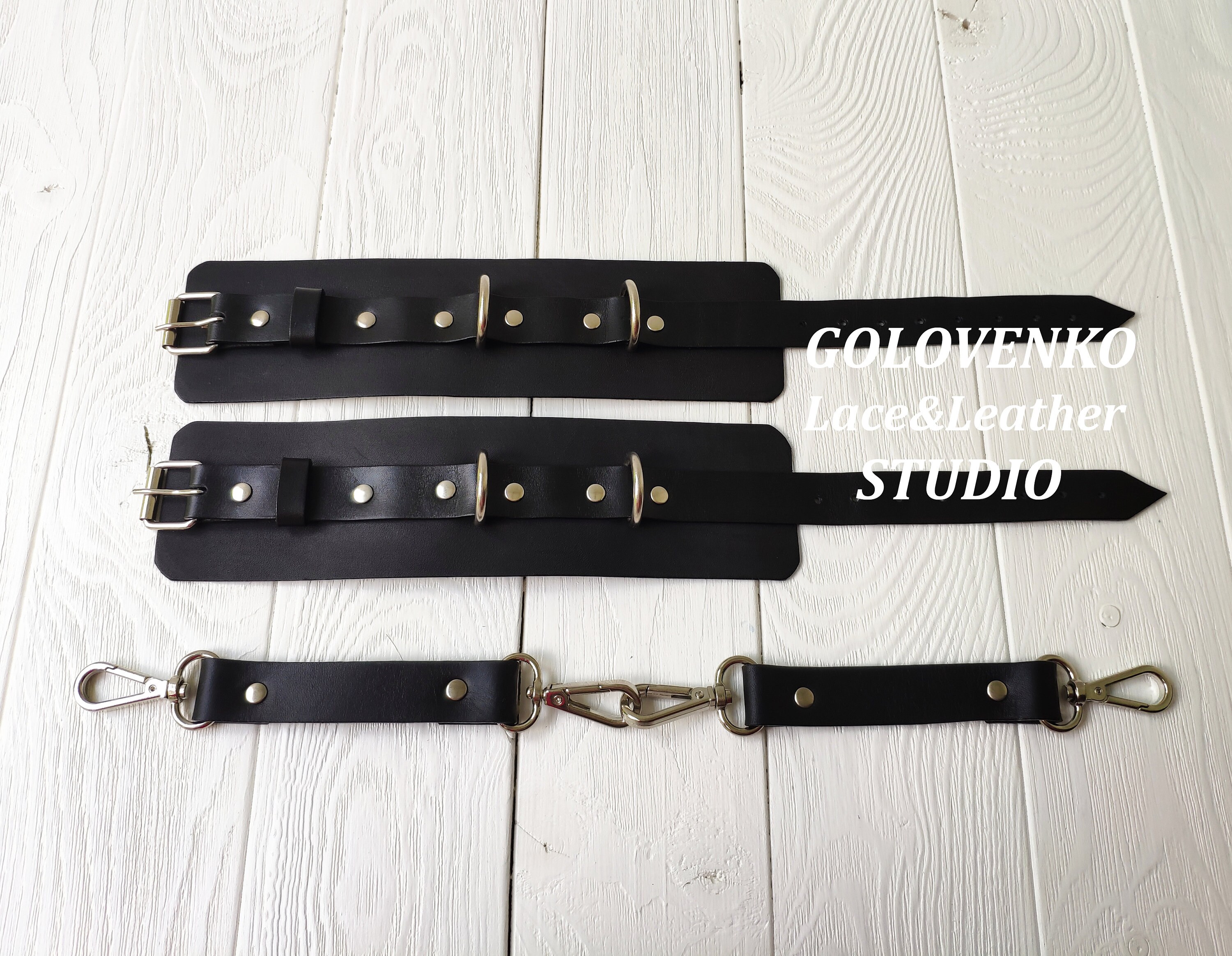 Ankle Cuffs With Two Fixation Belts Genuine Leather Leg - Etsy