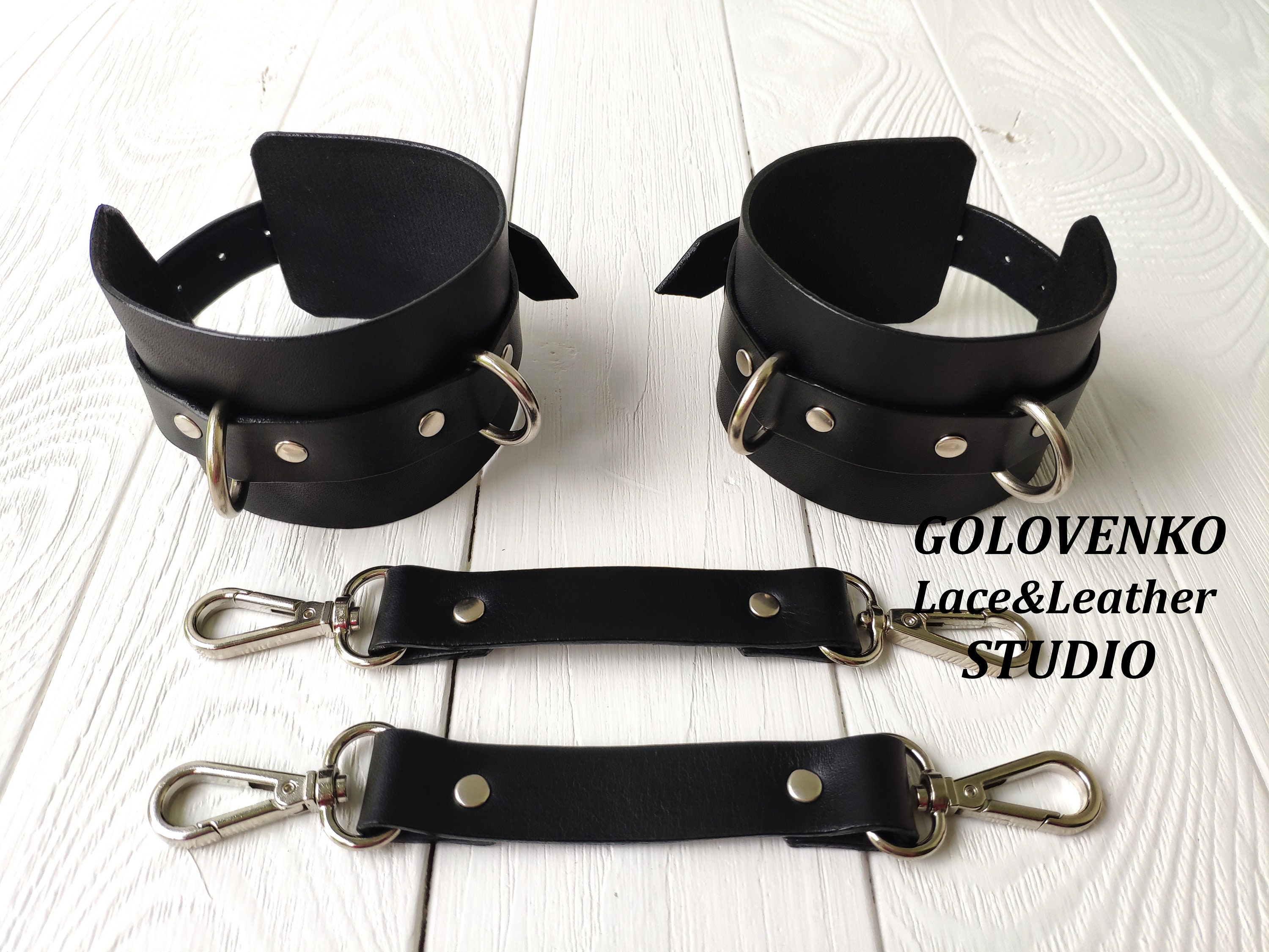 Ankle Cuffs With Two Fixation Belts Genuine Leather Leg - Etsy