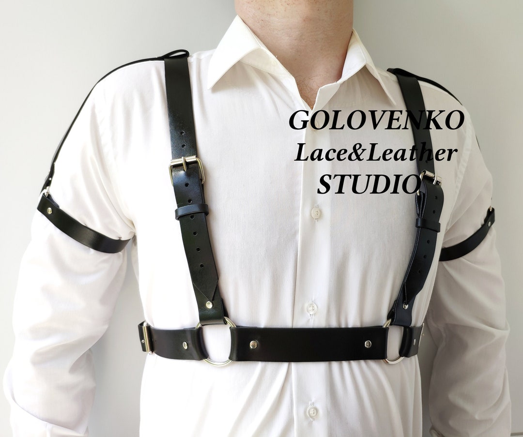 Men's Leather Harness, Genuine Leather Chest Harness for Man, Shoulder ...