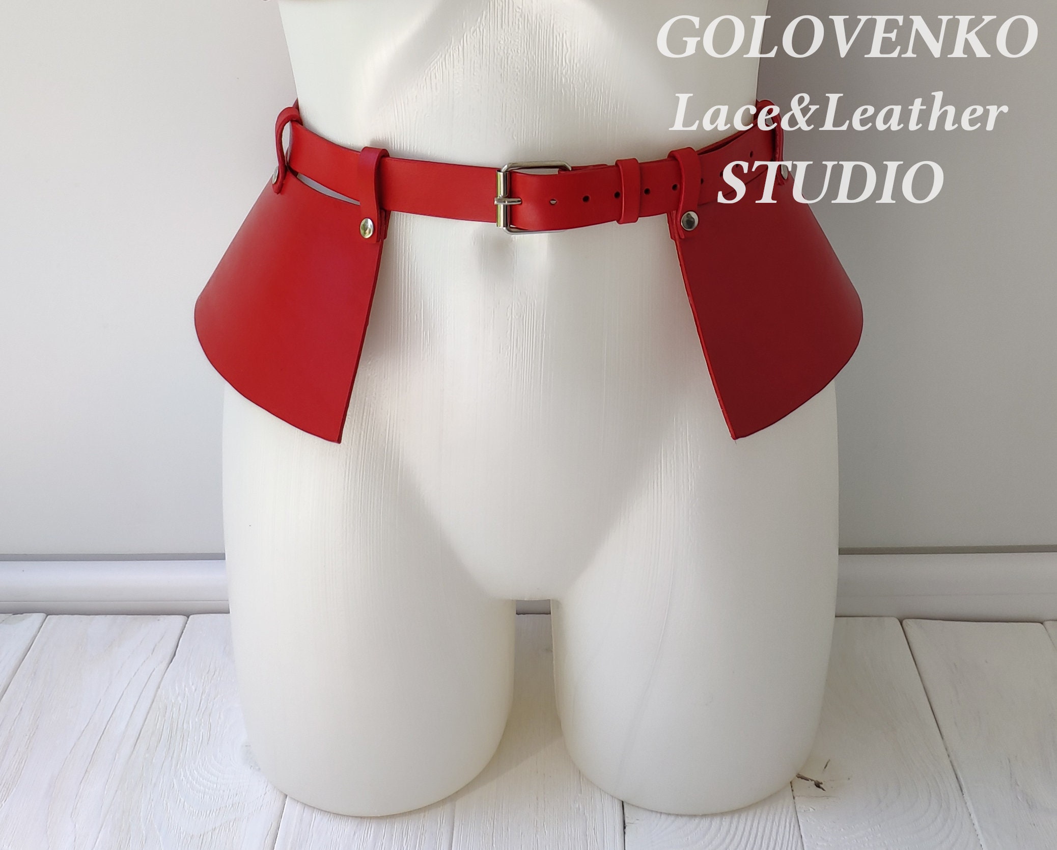 Red Genuine Leather Harness Set Leather Chest Harness and | Etsy