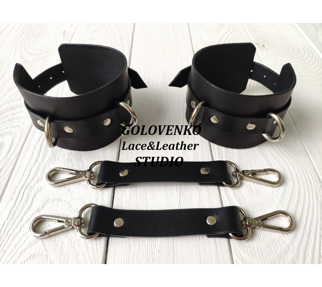 Ankle Cuffs With Two Fixation Belts, Genuine Leather Leg Cuffs, Ankles ...