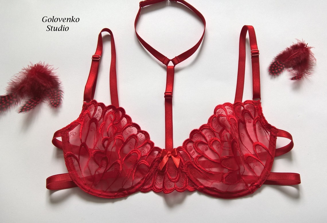 Red Garter Belt Lingerie Set Strappy Valentine's Day - Etsy