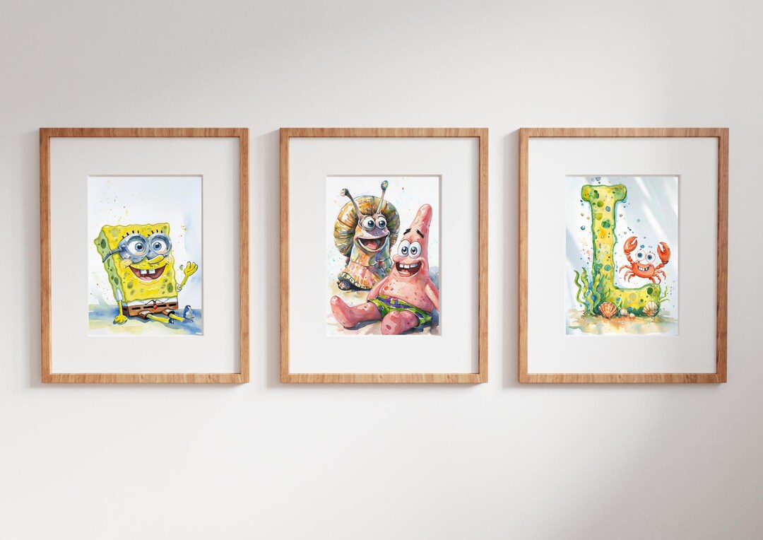 Spongebob Png / Spongebob Monogram / Set of 3 Nursery Wall Art of ...