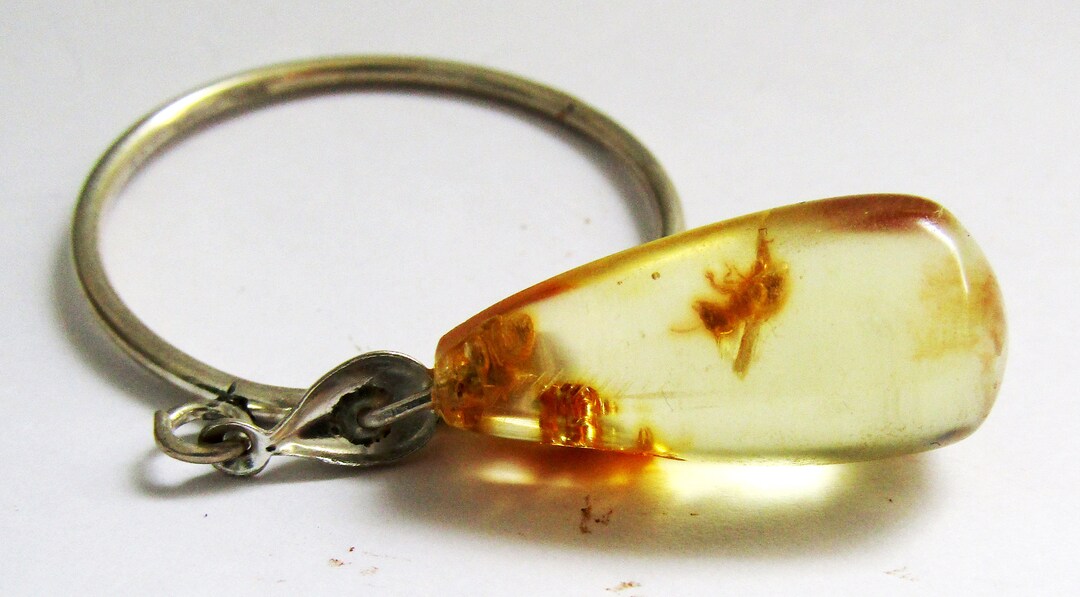 Natural Amber Copal Pendulum With Sterling Silver Mirror With Termites ...
