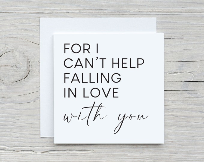I Cant Help Falling in Love With You - Hand Lettered Greetings Card ...