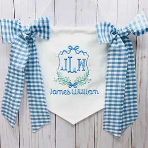 Teacher School Crest Banner Custom, Crest Embroidered, Fabric Bows ...