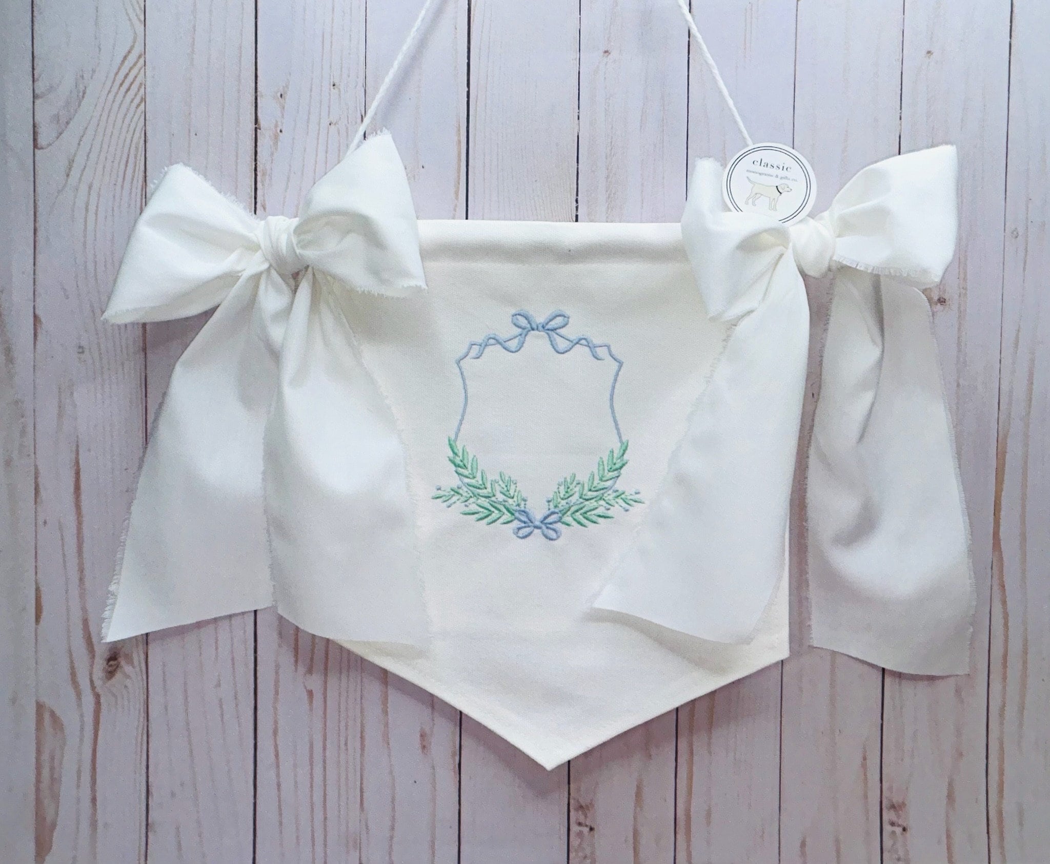Teacher School Crest Banner Custom, Crest Embroidered, Fabric Bows ...