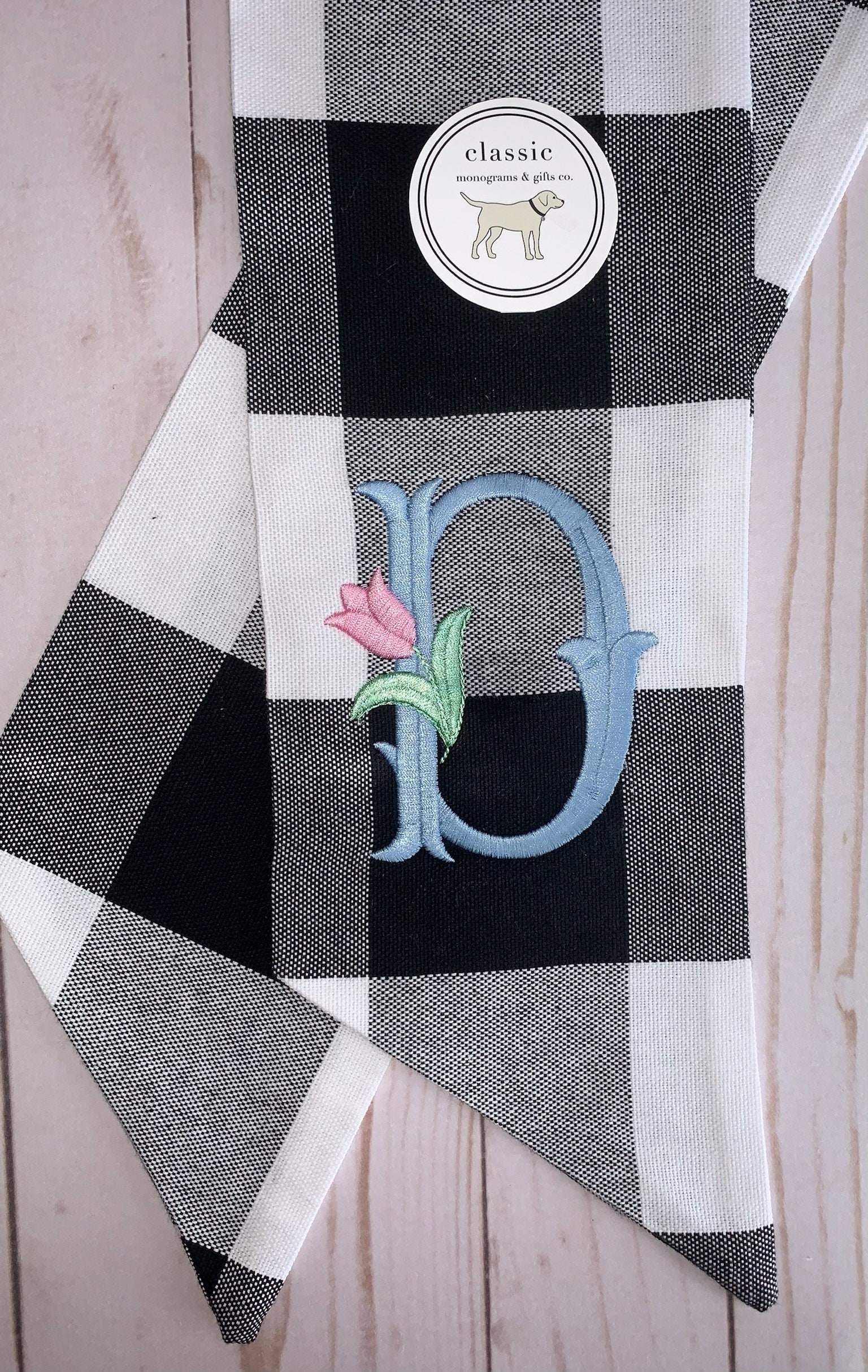 Black Buffalo Plaid Check Classic Embroidered Wreath Sash - Etsy