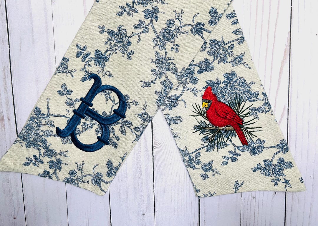 Cardinal Vintage Blue Floral Classic Embroidered Wreath Sash ...