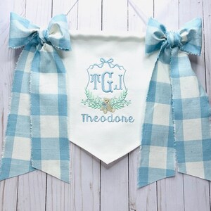 Teacher School Crest Banner Custom, Crest Embroidered, Fabric Bows ...
