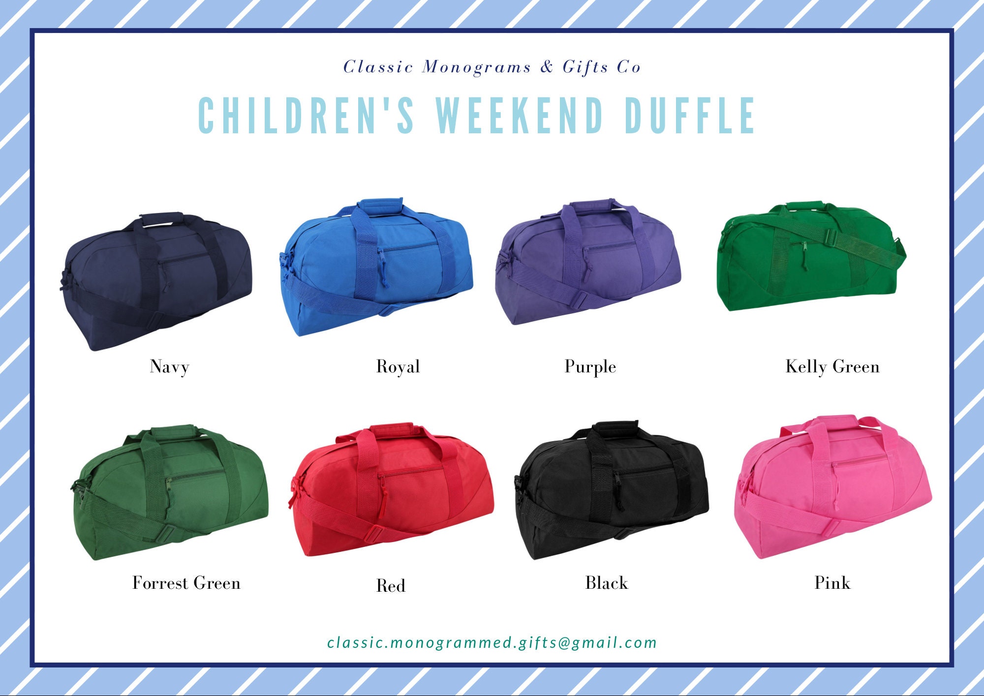 Monogrammed Weekend Duffel Bag Weekender Gift for Kids Embroidered ...