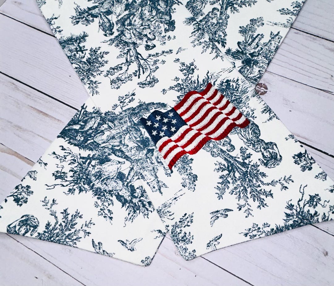 USA American Flag Toile Wreath Sash | Classic Embroidered Personalized ...
