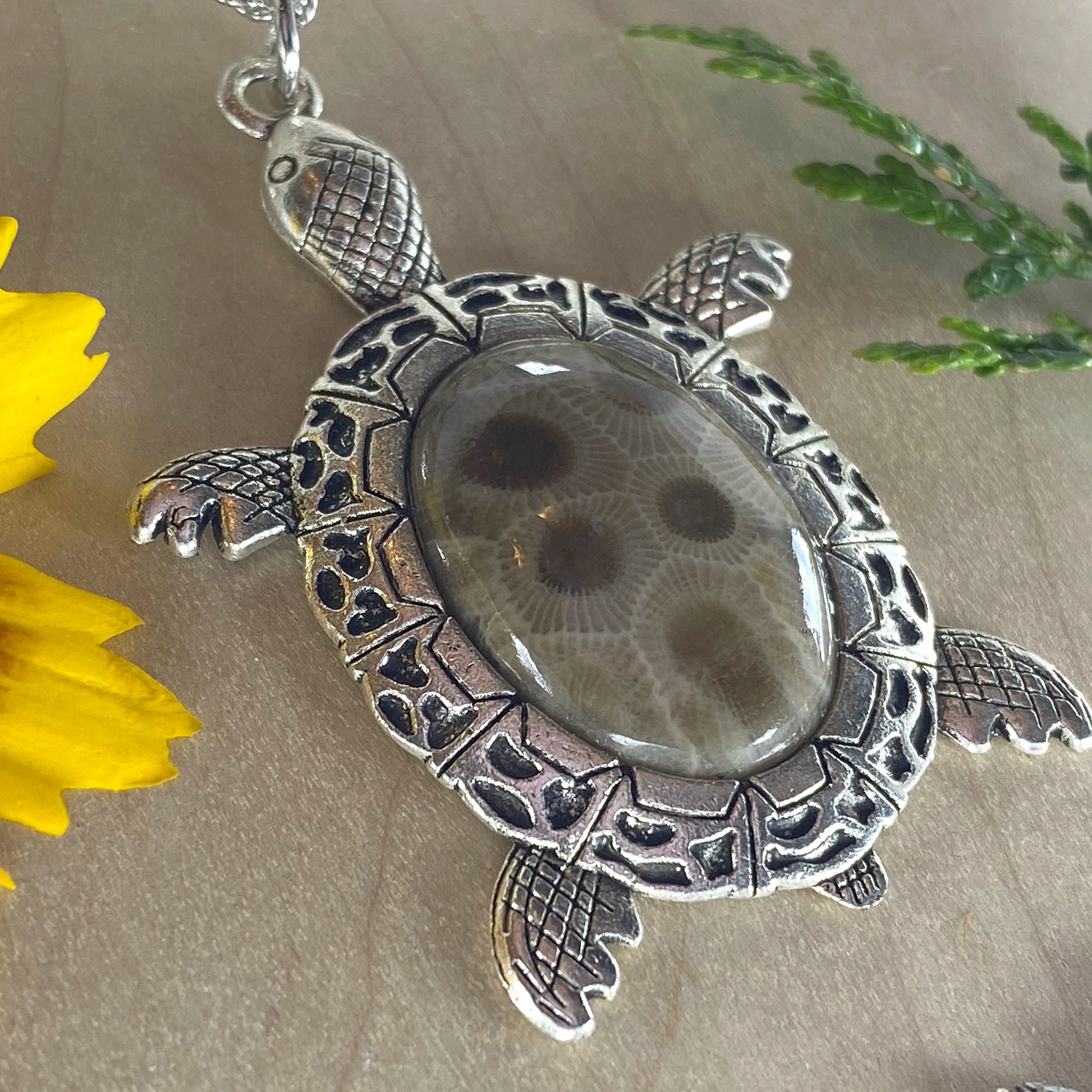 Petoskey Stone Turtle Pendant Necklace - Etsy