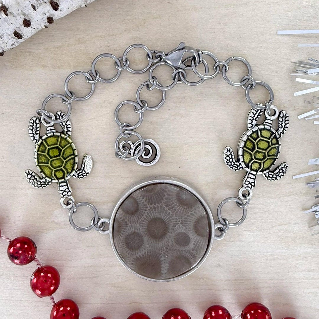 Petoskey Stone Turtle Bracelet - Etsy