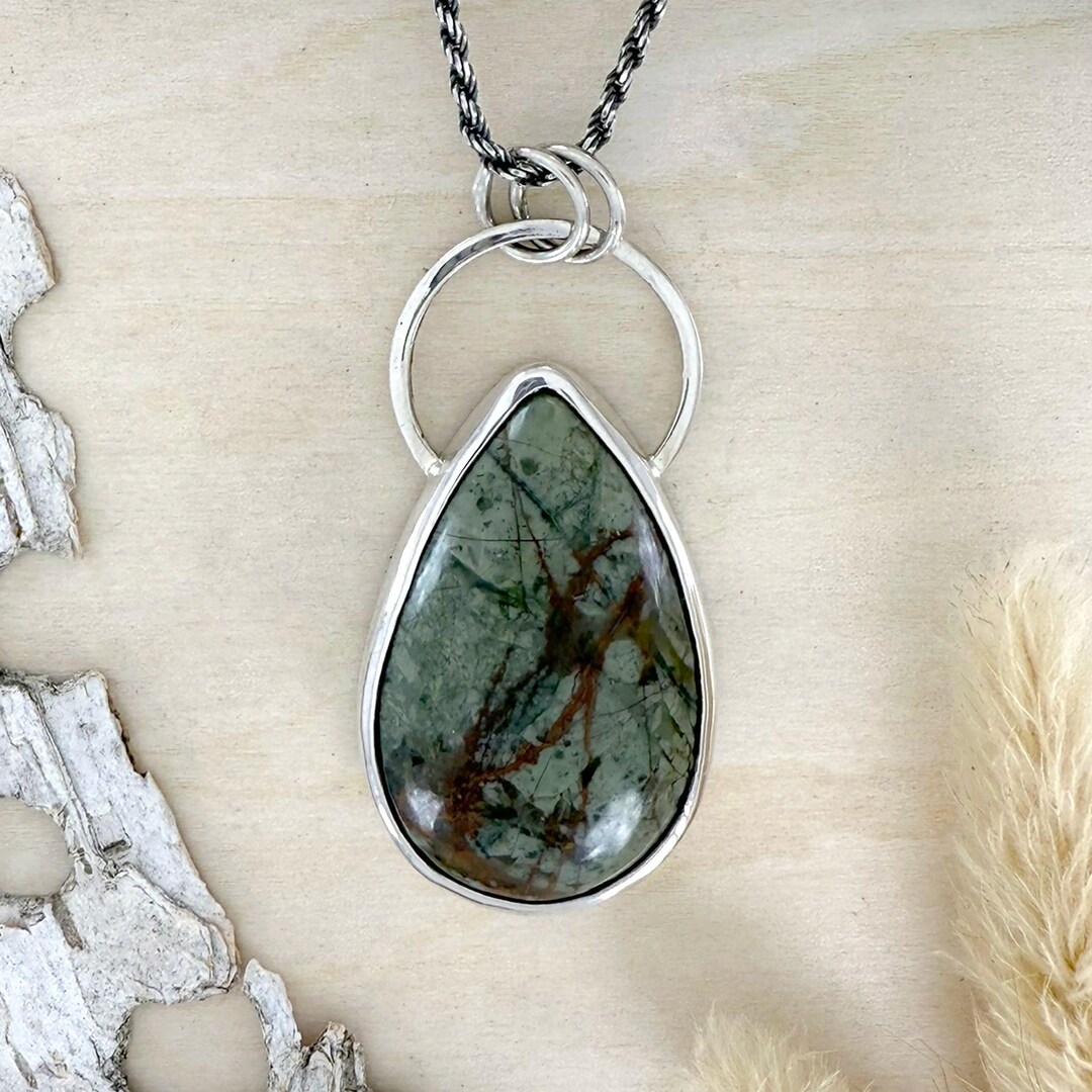 Lake Michigan Epidote Pendant Necklace - Etsy