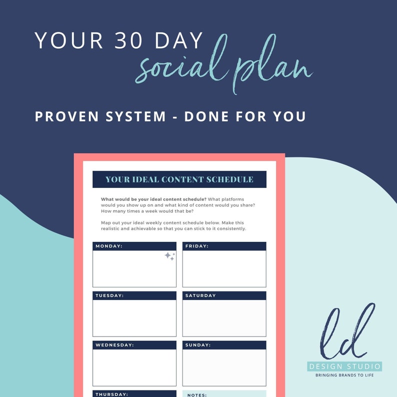 30 Day Social Media Content Planner | Workbook for Social Media ...