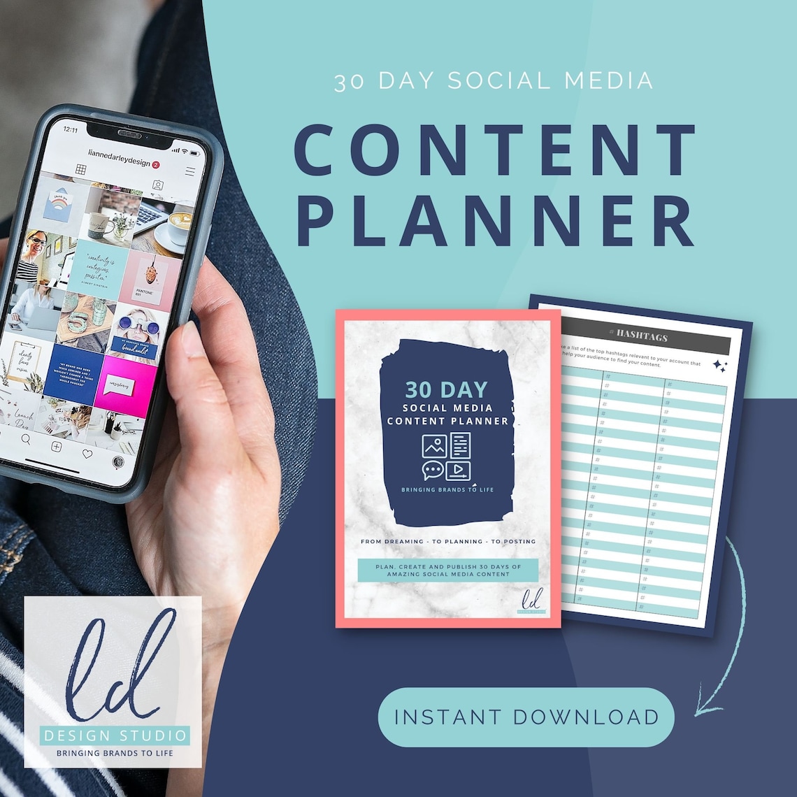 30 Day Social Media Content Planner | Workbook for Social Media | Social Planner | Daily Content ...