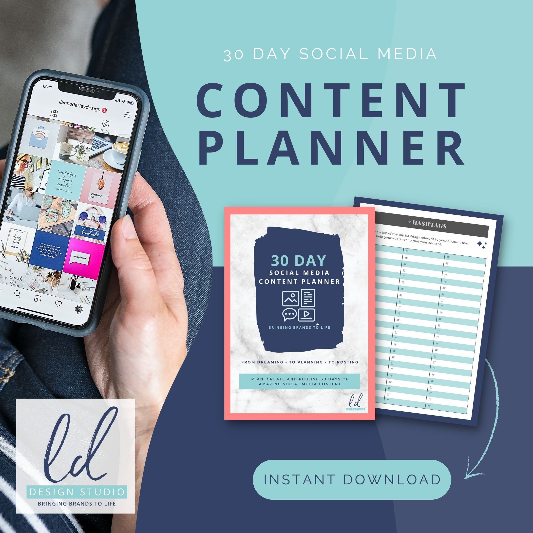 30 Day Social Media Content Planner | Workbook for Social Media ...