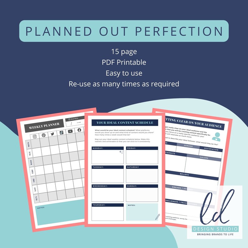 30 Day Social Media Content Planner | Workbook for Social Media ...