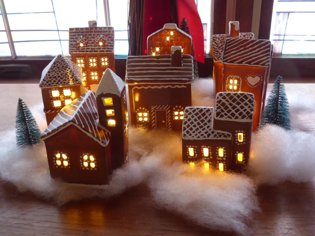 Lighted Gingerbread Village Ceramic Houses Choose From 8 Adorable Hand ...