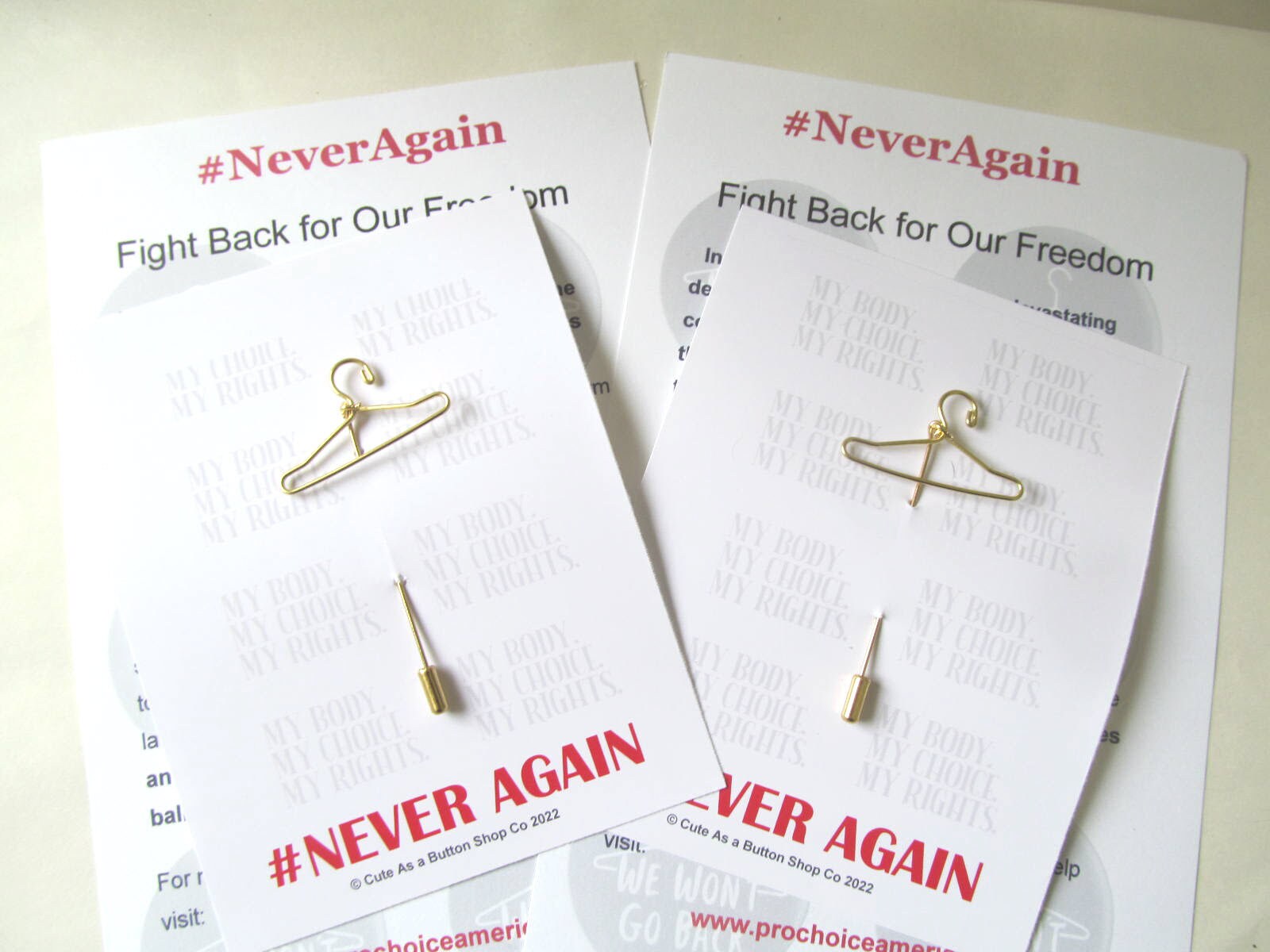 Pro-choice Pin / Brooch Gold-toned Coat Hanger never Again Your Choice ...