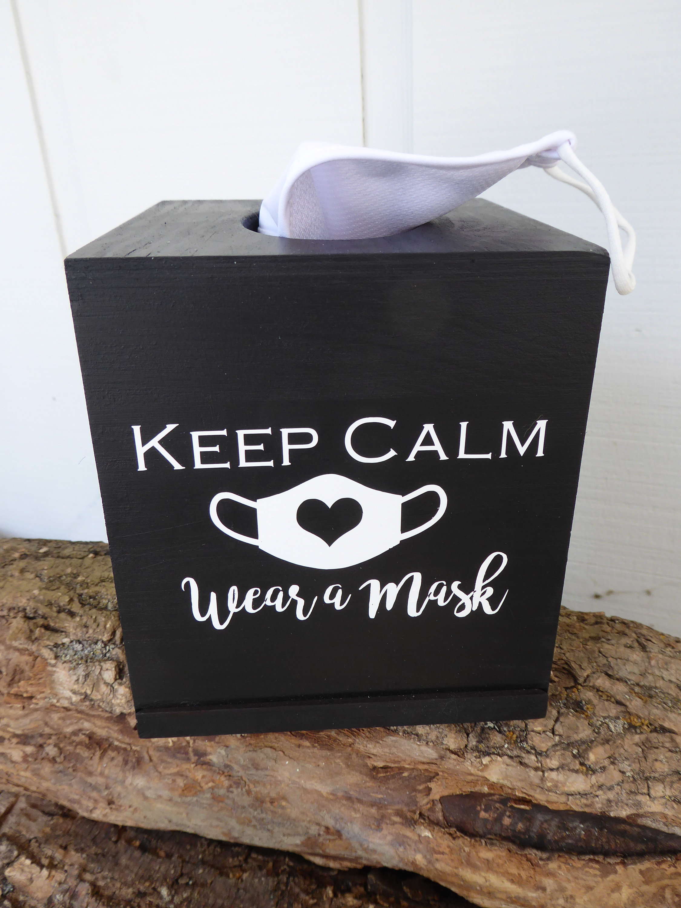Wooden Face Mask or Facial Tissue Dispenser Box With Whimsical Mask ...