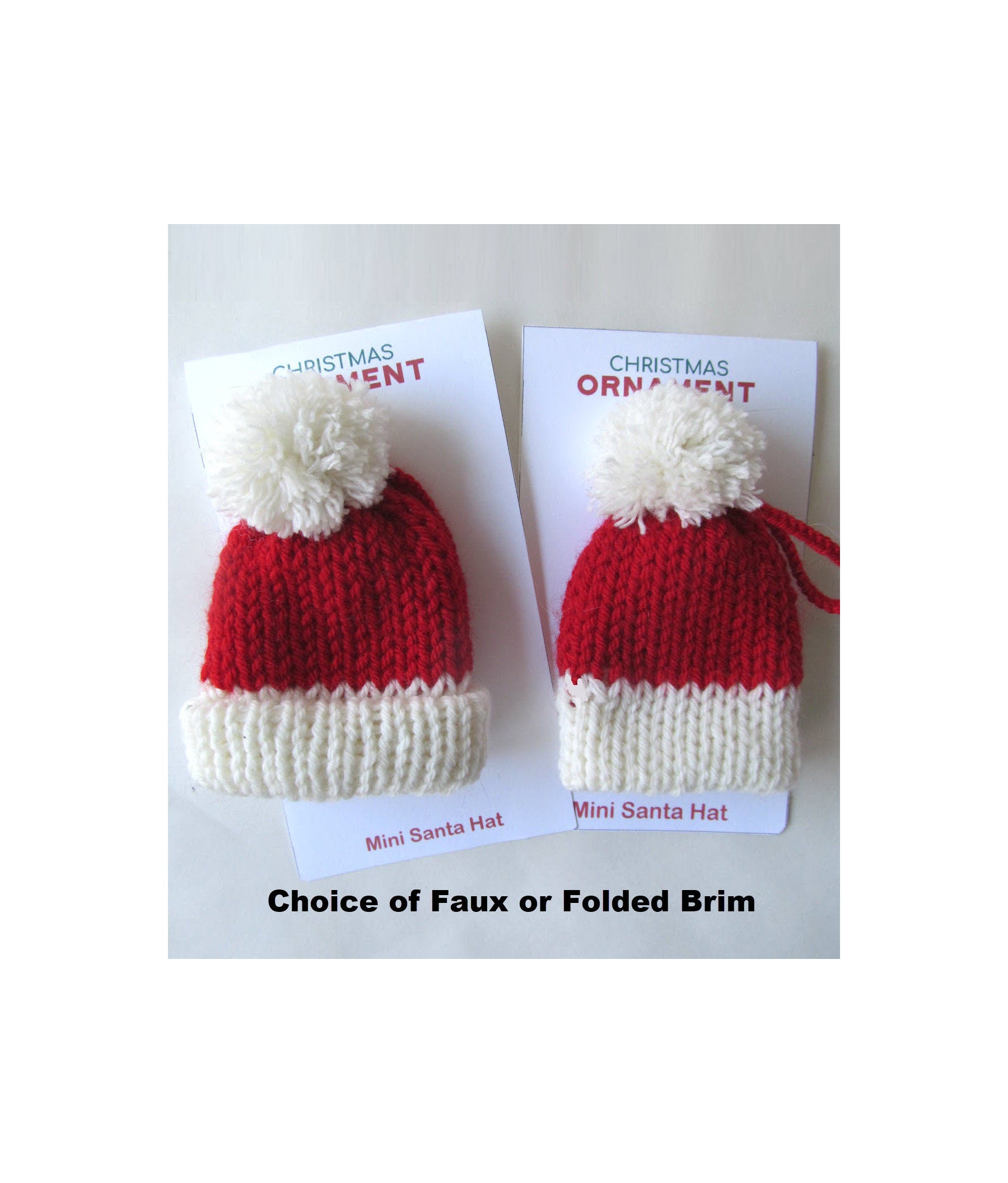 Mini Santa Hat Knitted Christmas Ornaments Personalized or Plain Two ...