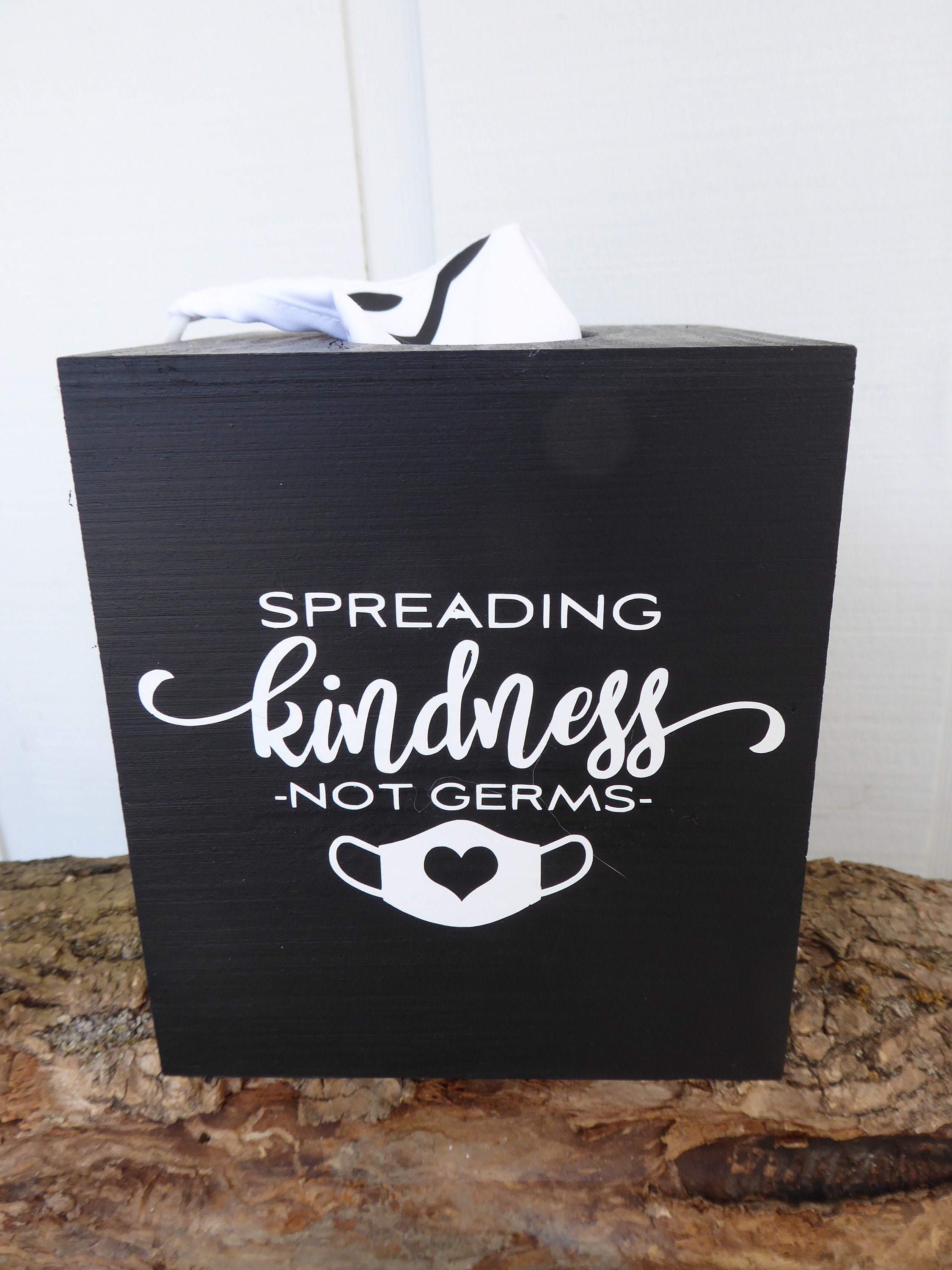 Wooden Face Mask or Facial Tissue Dispenser Box With Whimsical Mask ...