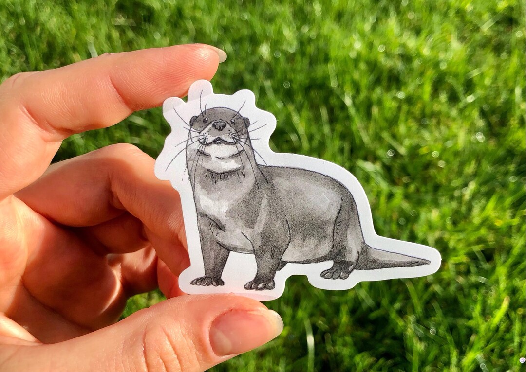Otter Sticker Waterproof Individual Die-cut Sticker Watercolour ...