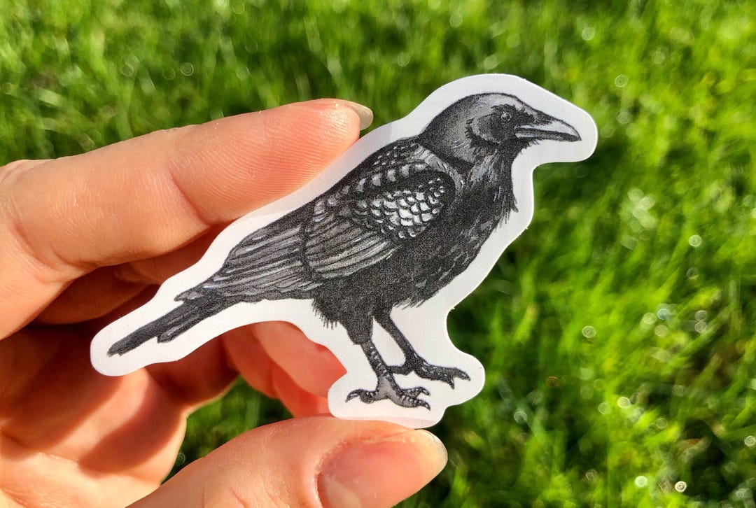 Crow Sticker Waterproof Individual Die-cut Sticker Watercolour Corvid ...