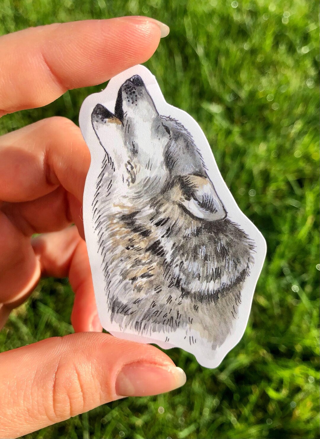 Howling Wolf Sticker Waterproof Individual Die-cut Sticker Watercolour ...