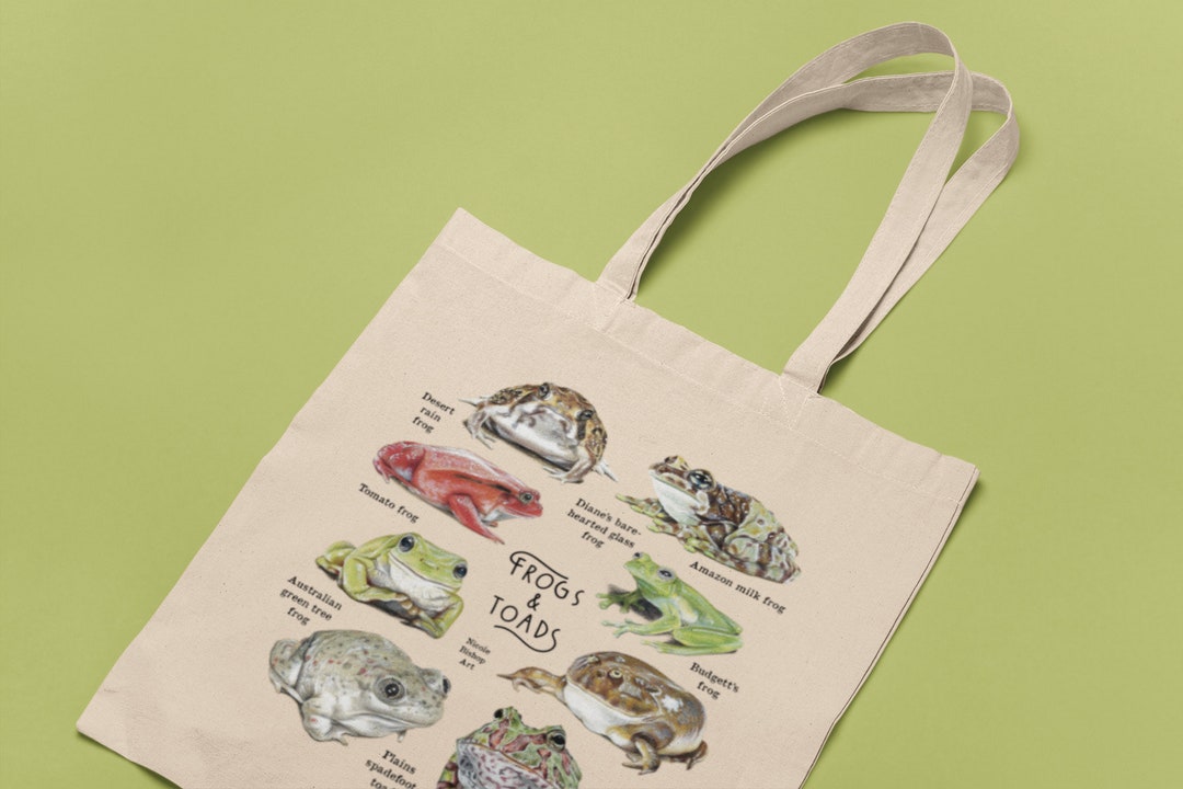 Frog Tote Bag With Frog and Toad Illustrations 100% Cotton Tote Bag ...
