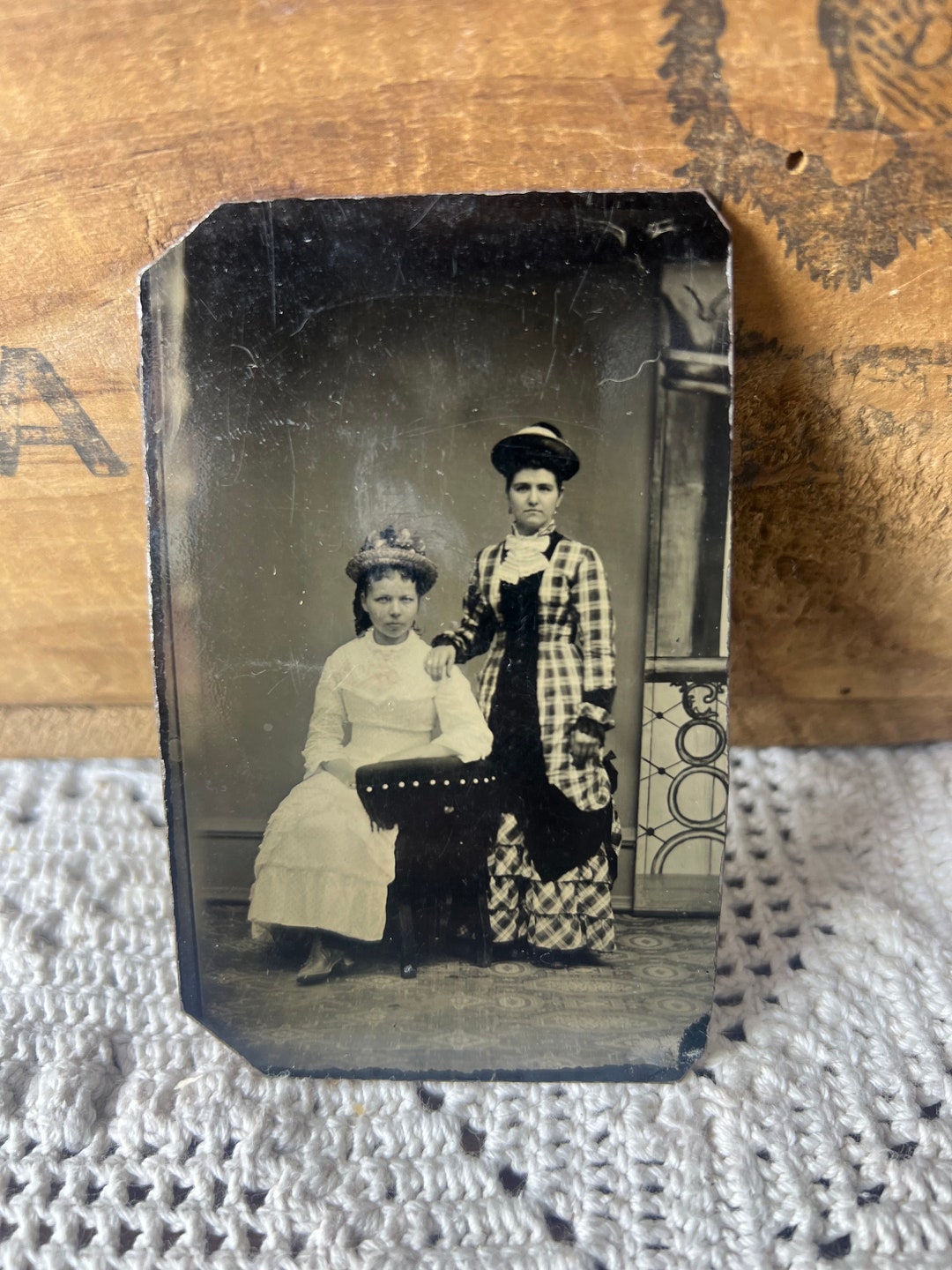 Antique Victorian Tintype Two Girls Holding Shoulder Outfits - Etsy