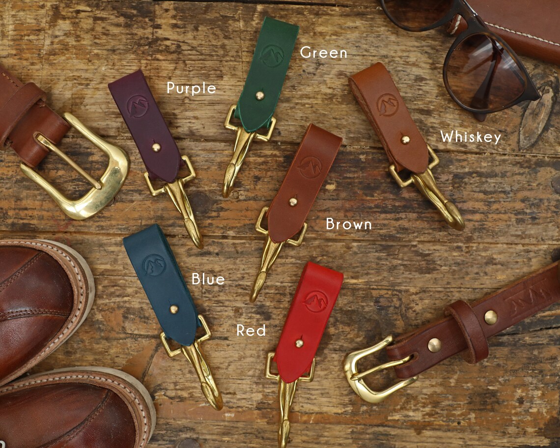 Handmade Leather Belt Clip Key Chain in Red Made From Italian | Etsy