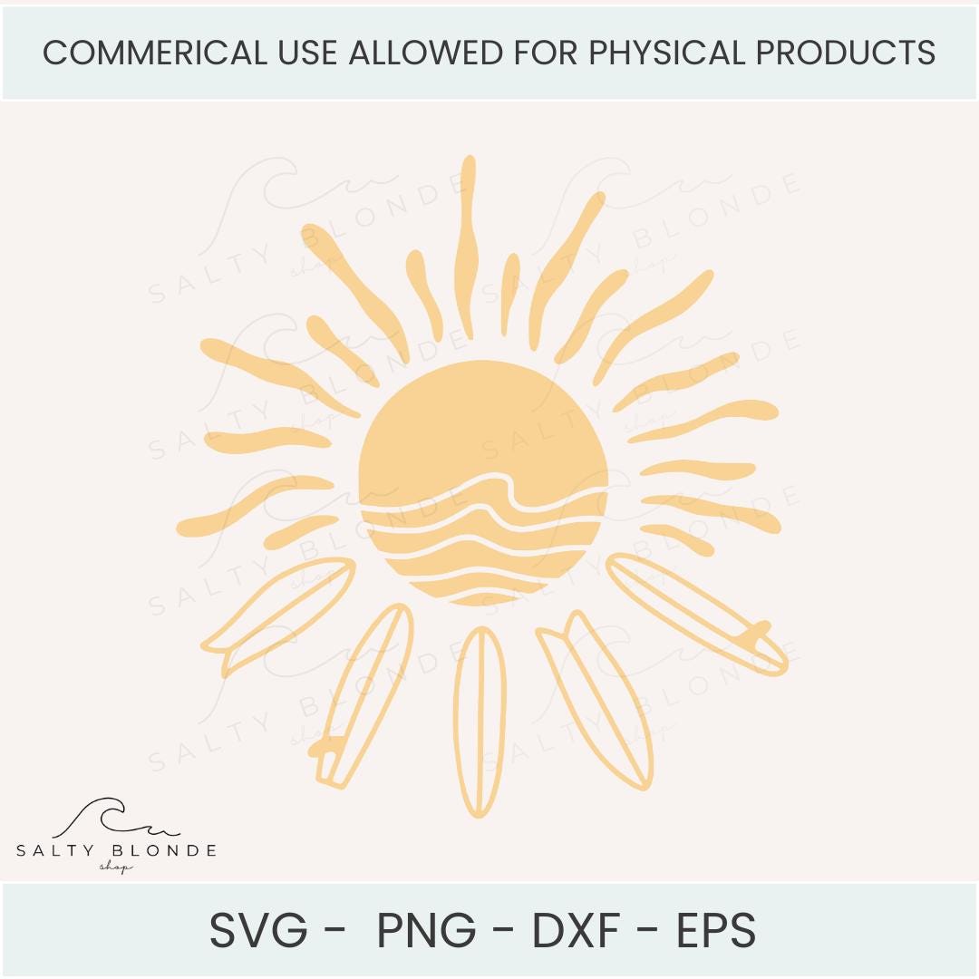 Surfboard Sun SVG Cut File, Sun and Wave Summer Png, Retro Surf Shirt ...