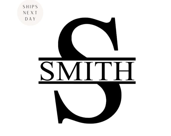 Personalized Family Last Name Split Monogram Decal | Last Name Monogram ...
