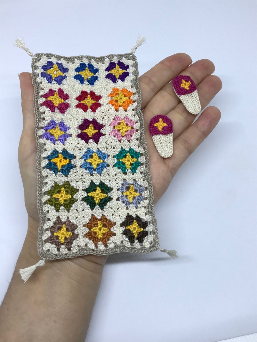Miniature Granny Square Mat and Slippers - Etsy
