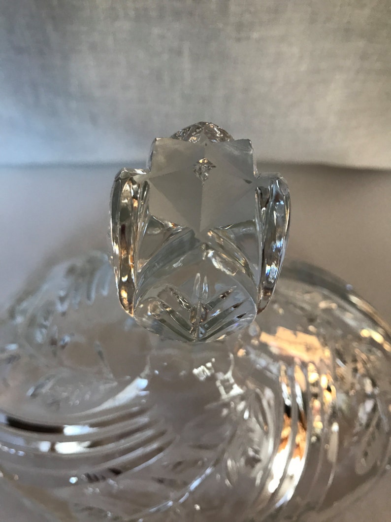 Vintage Etched Crystal Glass Candy Dish With Lid | Etsy