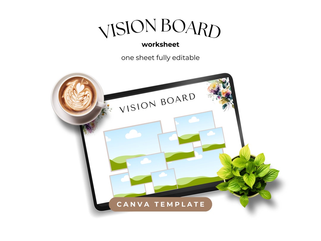 One-page Vision Board Manifest Your Goals Motivational Wall Art ...