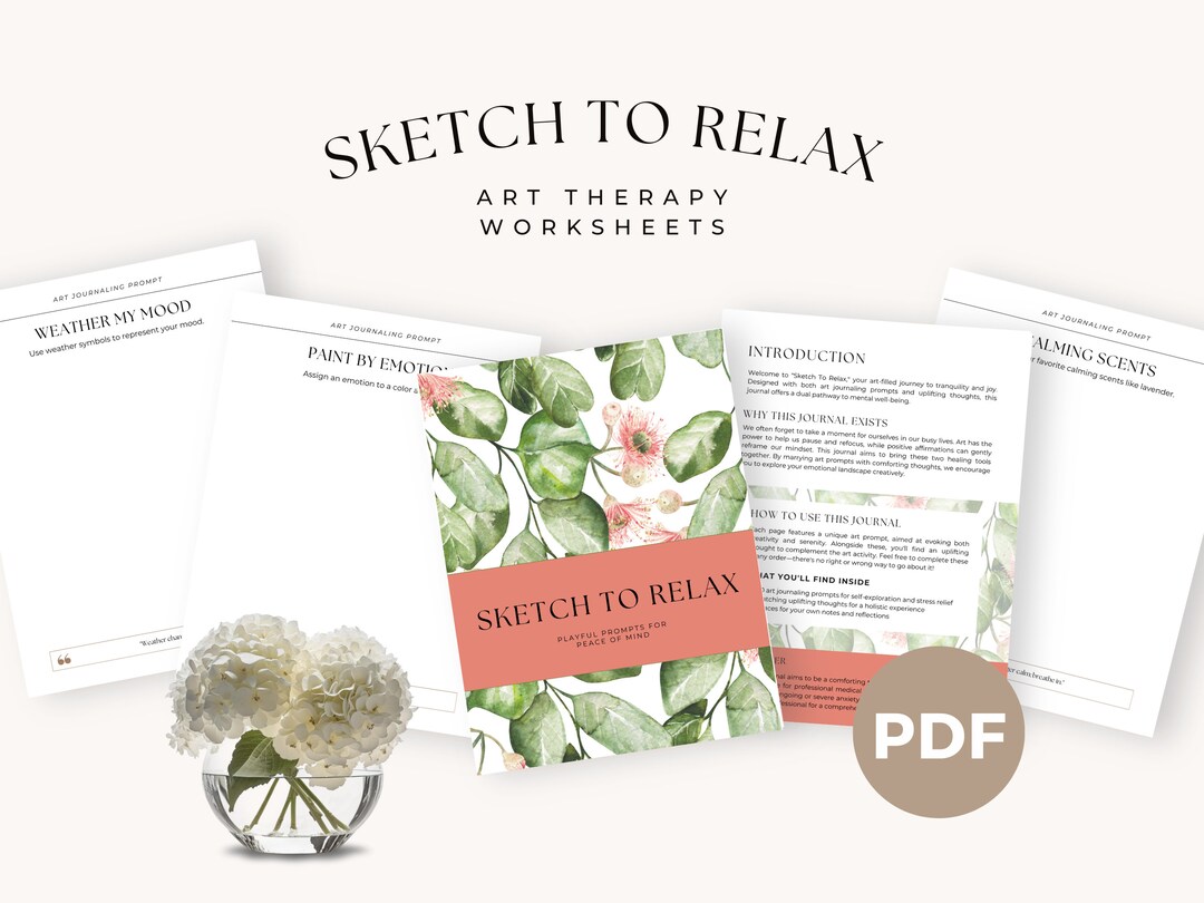 Art Therapy Worksheets for Coaches and Course Creators, Green Pink ...