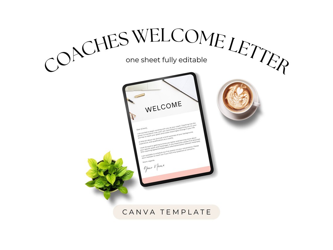 Coaches Welcome Letter One Page Canva Template for Client Communication ...
