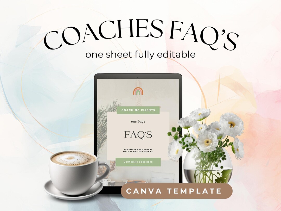 Coaches Faqs One-page Canva Template for Client Communication, Course ...