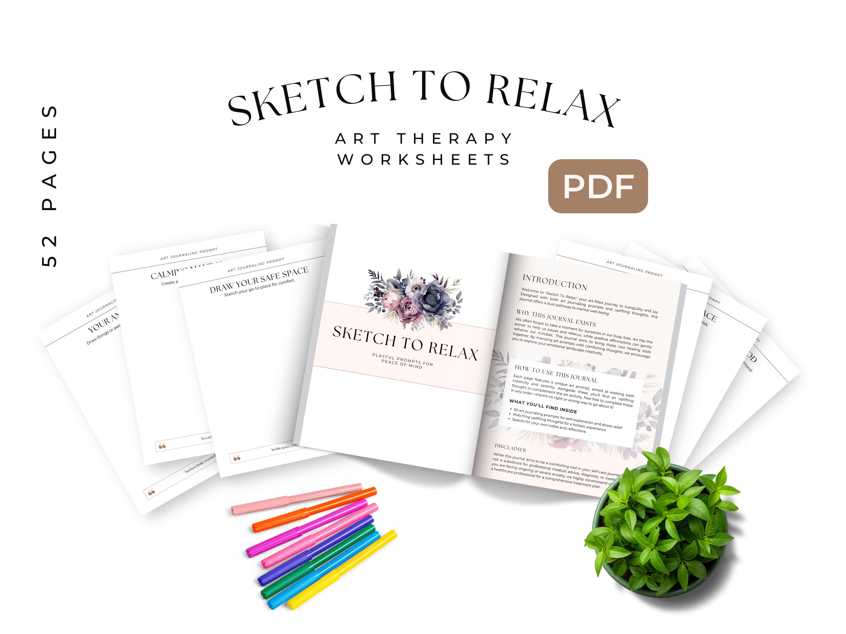 Art Therapy Worksheets for Coaches and Course Creators, Moody Floral ...