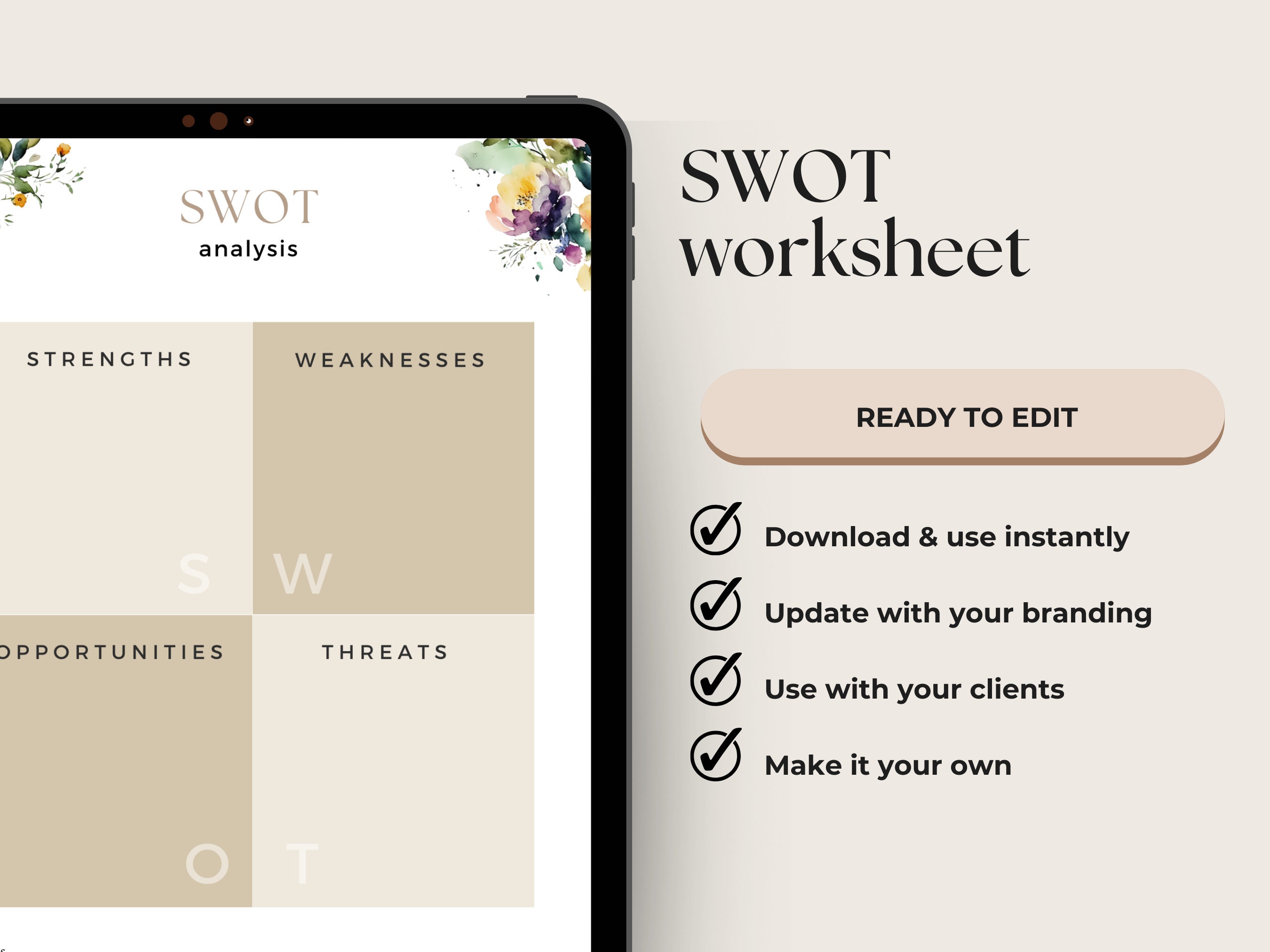 Simple One Page SWOT Analysis for Strategic Planning Coaches and Course ...