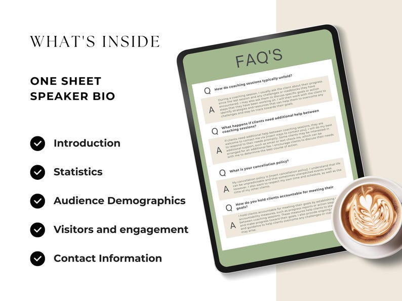 Coaches Faqs One-page Canva Template for Client Communication, Course ...