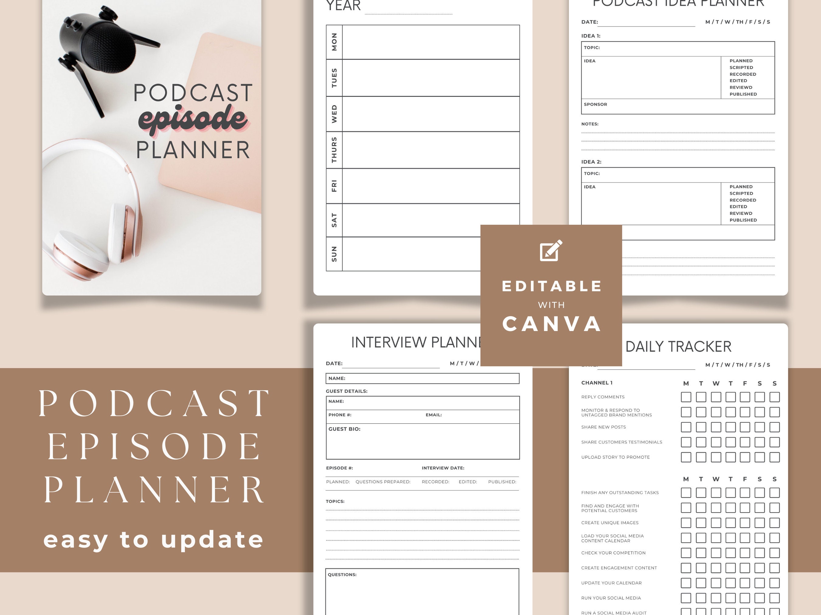 Podcast Episode Planner Canva Template, Launch and Organize, Coaches ...
